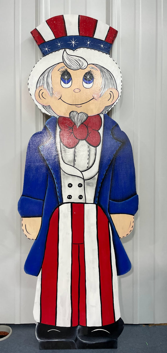 Hand Painted Wood Yard Art - 4th of July Patriotic Uncle Sam - Outdoor ...