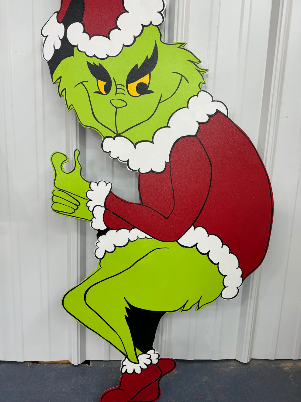 Hand Painted Wooden Yard Art - Grinch Ready to Steal Lights - Outdoor ...